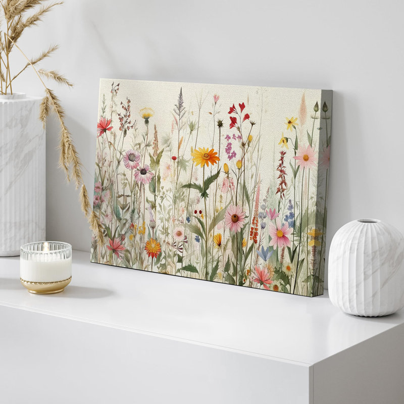 IDEA4WALL Vibrant Wildflower Daisy Floral Botanical Pictures French Country Large Framed Canvas ...